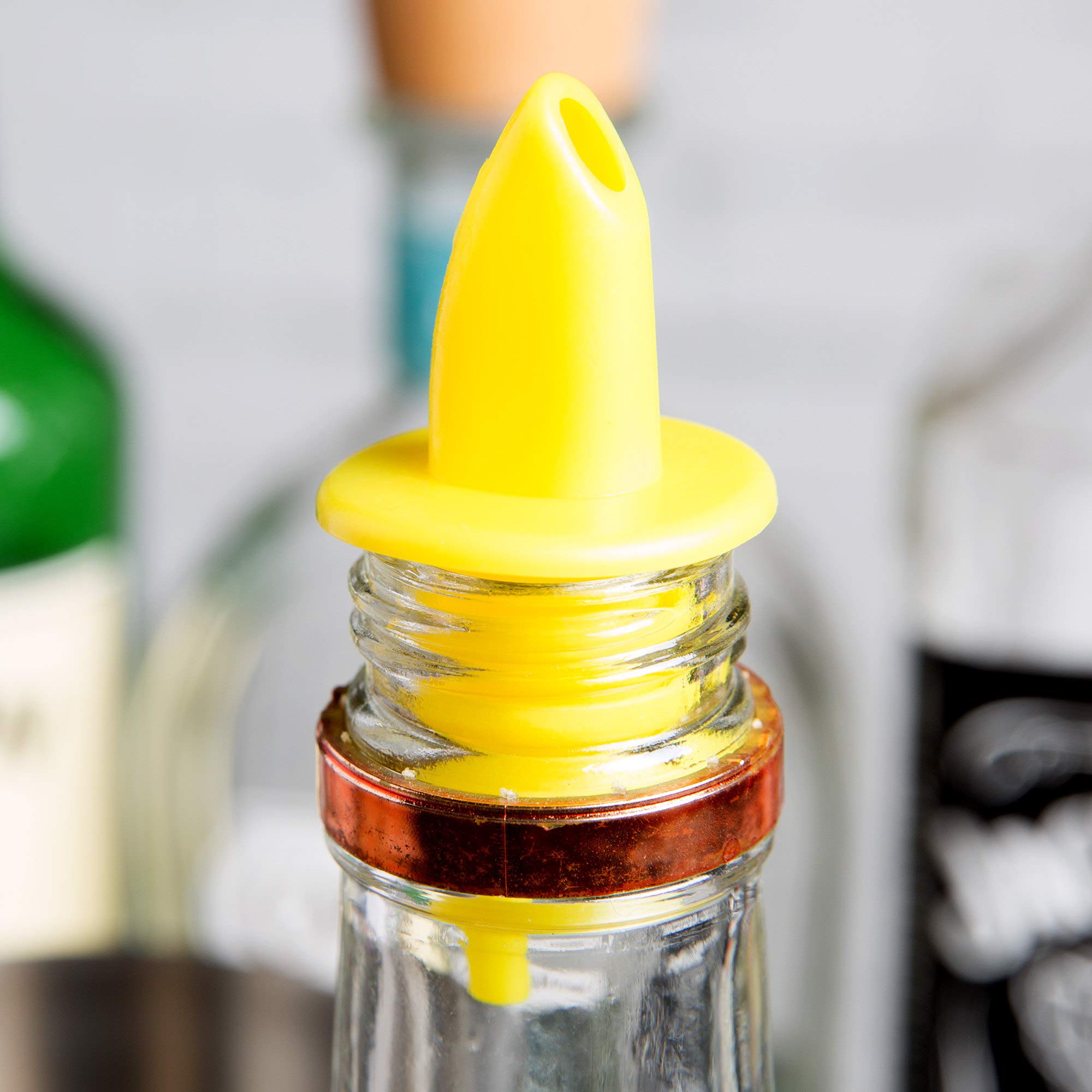 (12-PCS-Yellow) Free Flow Liquor Pourers Bottle Pour Spouts Speed Pourers