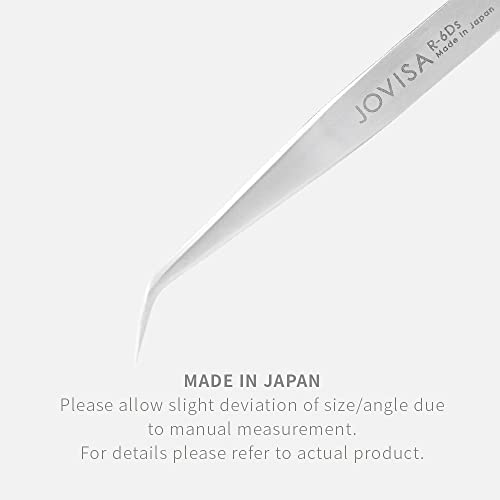 JOVISA R-6Ds Tweezer Made In Japan Eyelash Extension Tweezers for Mega Volume And 3D 6D Mink Eyelash, SUS 304 Stainless Steel Straight Angled Tip False Eyelash Extension Supplies