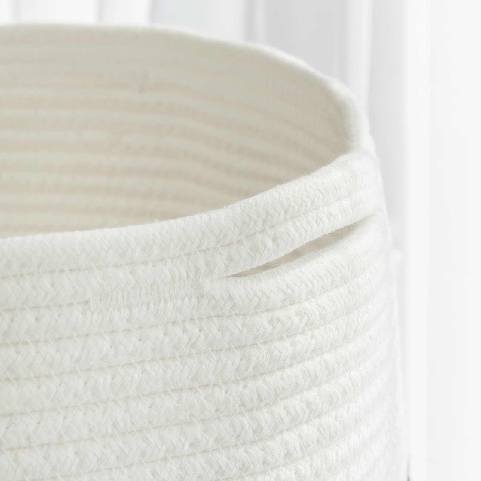 Rope Storage Basket with Handles Large, Cotton Woven Blanket Basket Nursery Hamper Bin, 16" x 16" x 14" Organizer for Toys, Laundry, Books and Baby Blankets