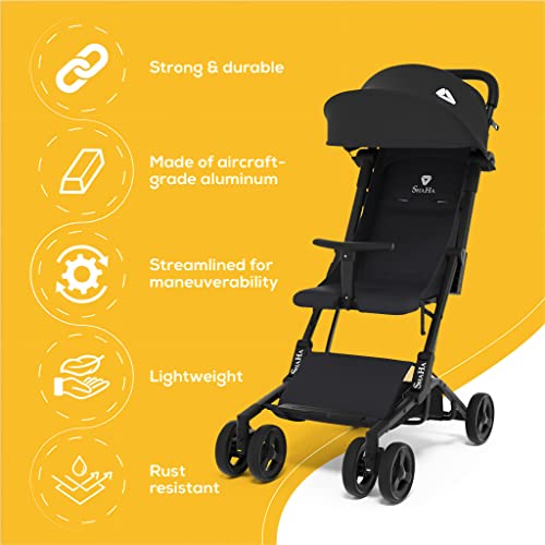 ShaHa Lightweight Stroller β Baby Travel Stroller for Toddlers β Foldable Compact Stroller for Travel, Airplane Stroller has Swivel Front Wheels, 1-Step Brake, Sun Canopy and Reclining Backrest Red