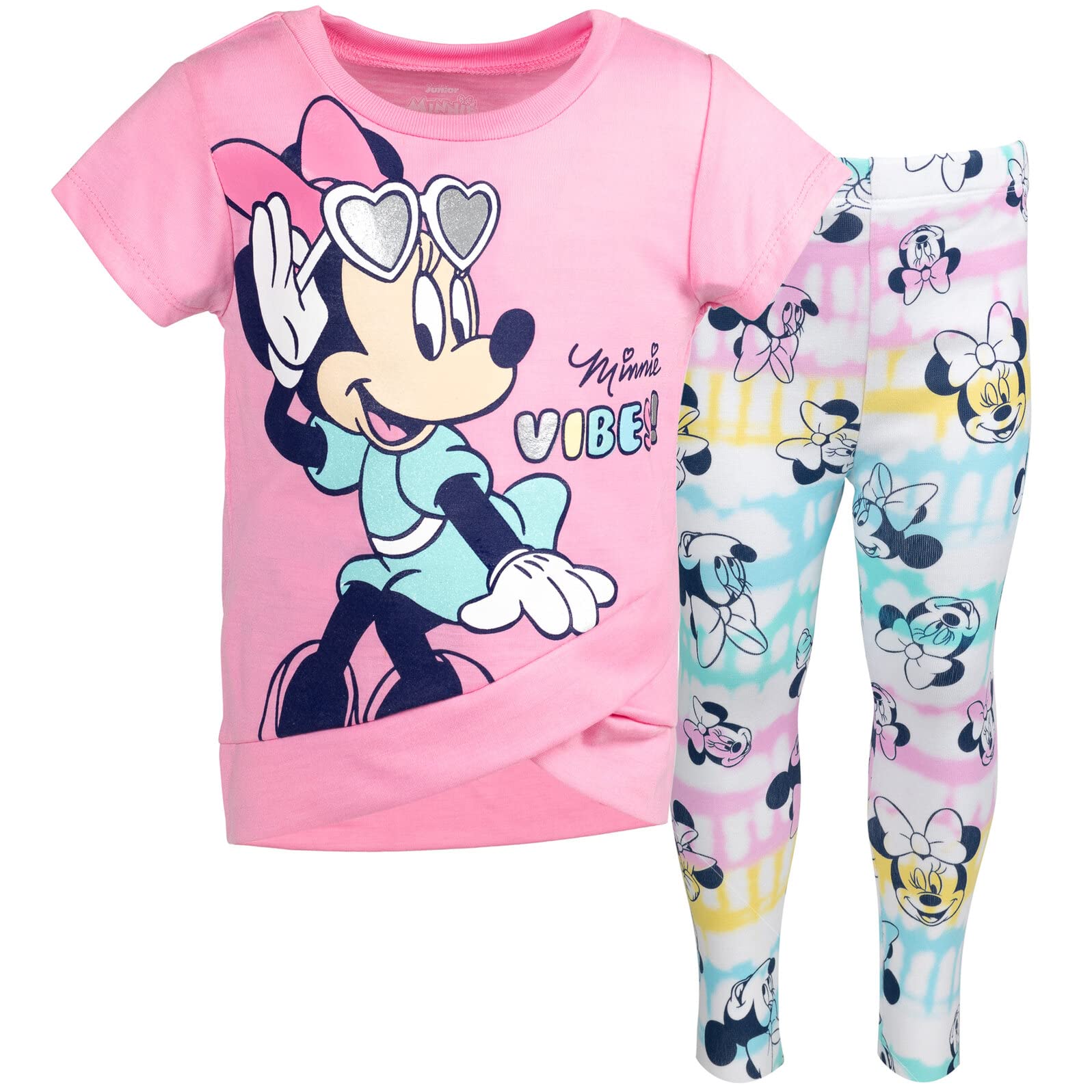 Disney Minnie Mouse Infant Baby Girls Graphic T-Shirt & Leggings Blue/Pink 24 Months