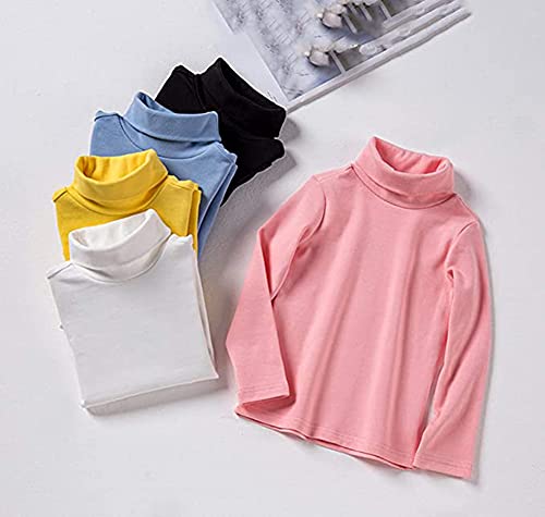 HAXICO Unisex Girls Boys Long Sleeve Crewneck T-Shirt Tee Toddler Turtleneck Cotton Basic Warm Tops Shirts 2-8 Years White