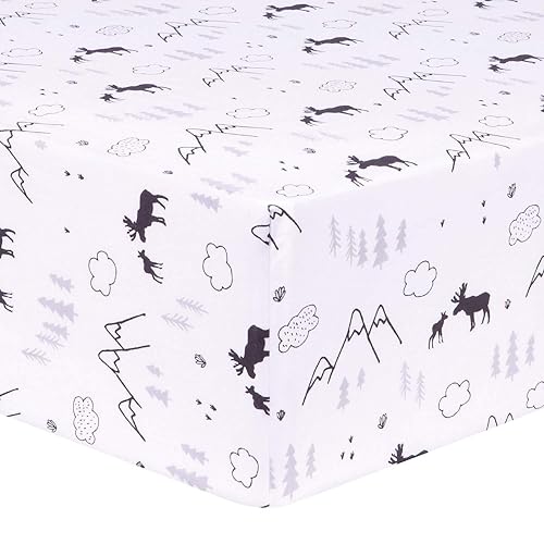 Trend Lab Lumberjack Moose 3 Piece Crib Bedding Set, Gender-Neutral Color Palette, Includes Quilt, Fitted Crib Sheet and Skirt