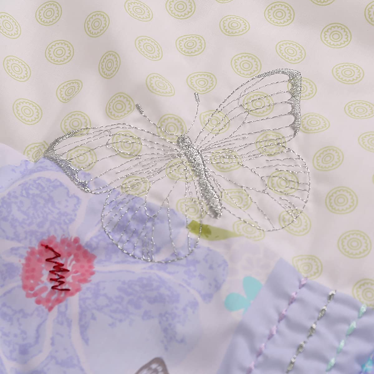CribMATE 2 PCs Pink Butterfly Themed Nursery Crib Bedding Set 2 PCs Purple Butterfly Nursery Crib Bedding Set Embroidery Butterfly Baby Girl Bedding Cot Set Quilt + Fitted Sheet, 28 X 52