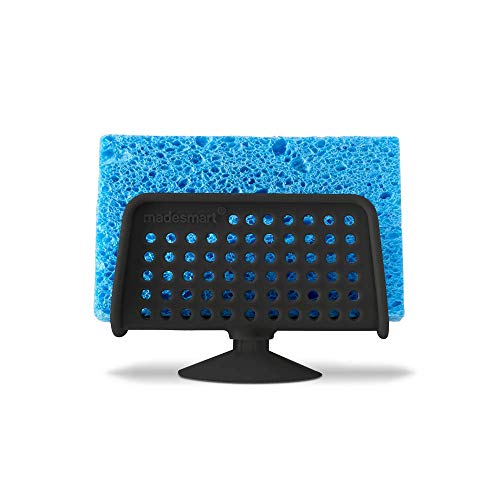 madesmart Sponge Caddy - SINKWARE Collection, Ventilation Holes, Soft Grip Surface & BPA-Free, Small, Carbon
