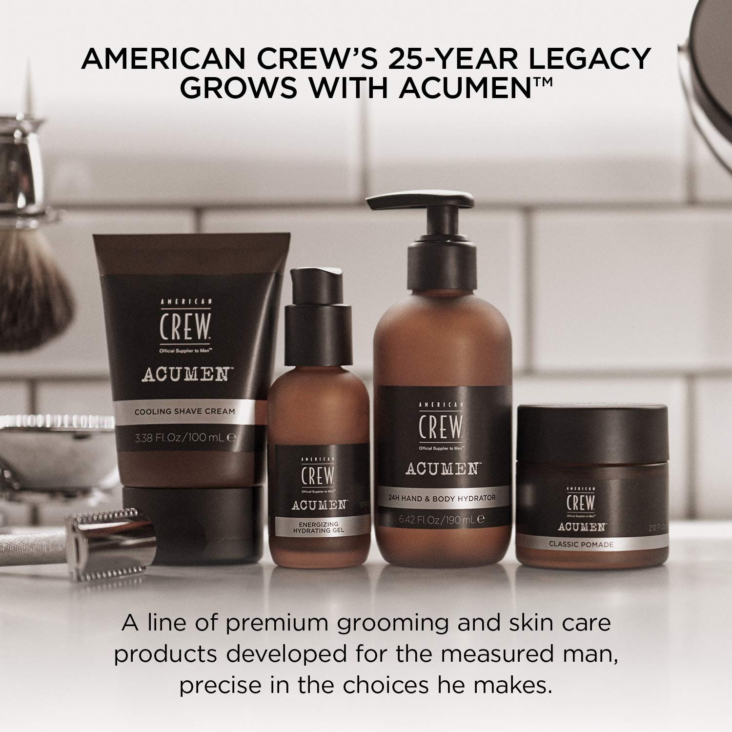 American Crew Men's Hand & Body Lotion, 24 Hour Help, Acumen Daily Lotion for Moisturized & Refreshing Skin, 6.4 Fl Oz