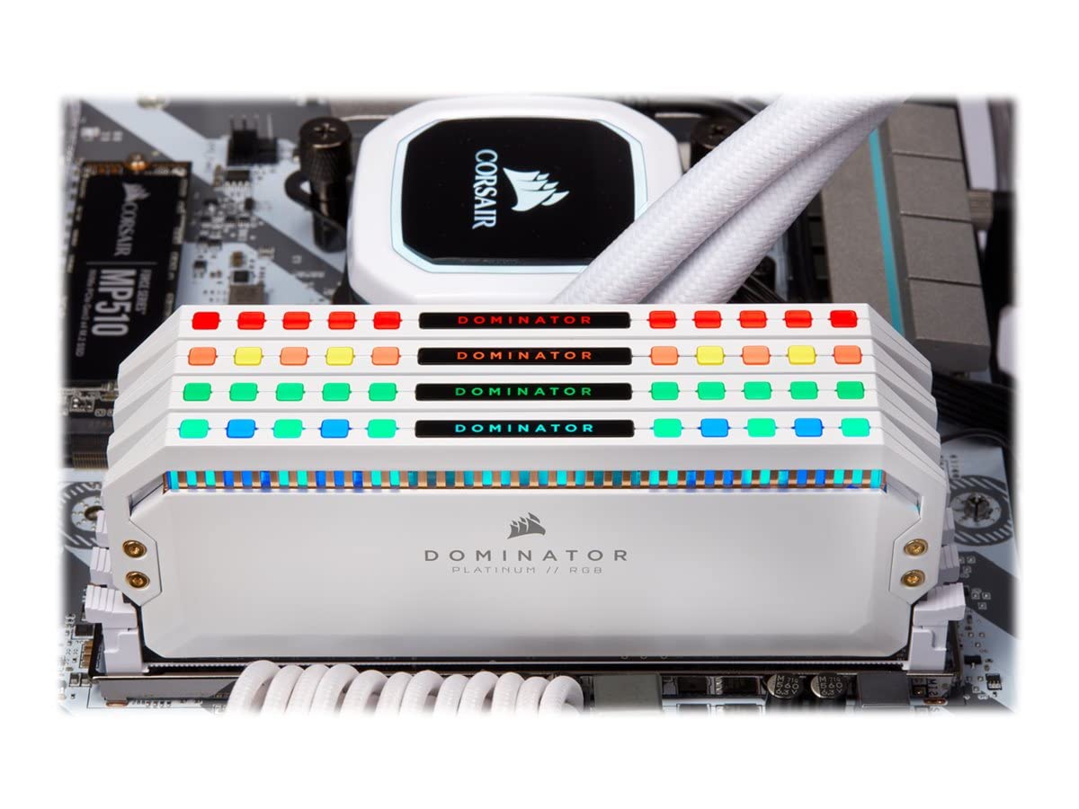 Corsair Dominator Platinum RGB 32GB (4x8GB) DDR4 3200MHz C16 Desktop Memory (12 Ultra-Bright CAPELLIX RGB LEDs, Patented Dual-Channel DHX Cooling Technology, Intel XMP 2.0 Support) White