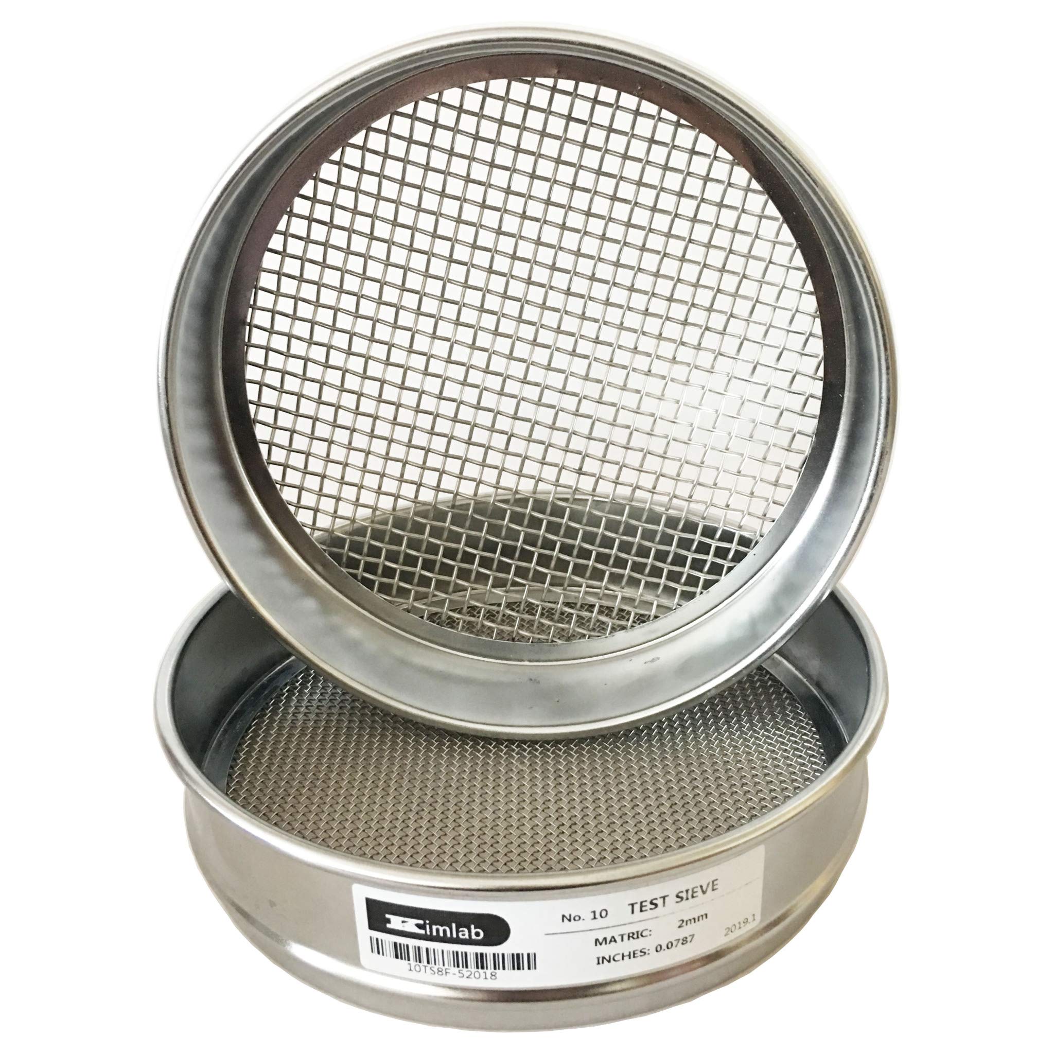 KimLab Economy Test Sieve #14/1.4mm Mesh Size,304 Stainless Steel Wire Cloth, Chorme Plating Frame, 8" Diameter Sieve