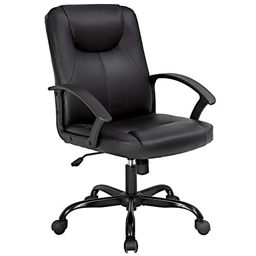 Office Chair Desk Chair Computer Chair with Lumbar Support PU Leather Executive Ergonomic Chair Rolling Swivel Adjustable Task Chair for Men(Black)