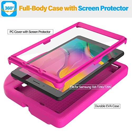 SUPLIK Kids Case for Samsung Galaxy Tab A 8.0 inch 2019 ONLY(SM-T290/T295), Galaxy Tab A 8.0 2019 Case with Screen Protector, Durable Shockproof Handle Stand Protective Cover, Pink