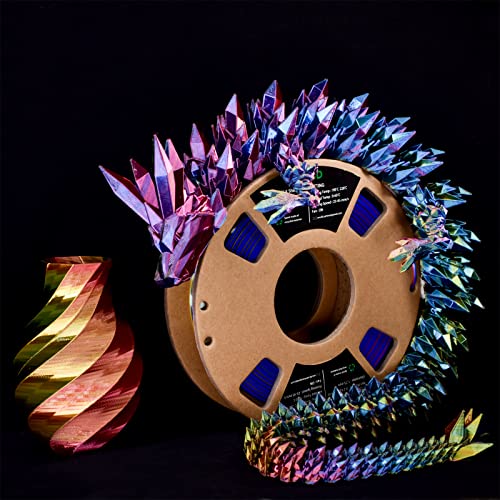 (2 Items) PLA Filament 1.75mm, 3D Printer Filament Silk Black Purple Green Blue and Red Purple Blue with Tri-Colors Rainbow PLA Filament Red-Yellow-Blue, Silk PLA Filament 1kg+4 * 200g