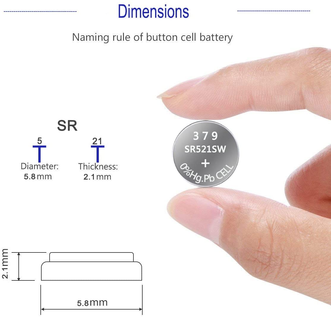 UOGTNON 379 SR521SW V379 Watch Battery 1.5V Button Cell (10-Pack)