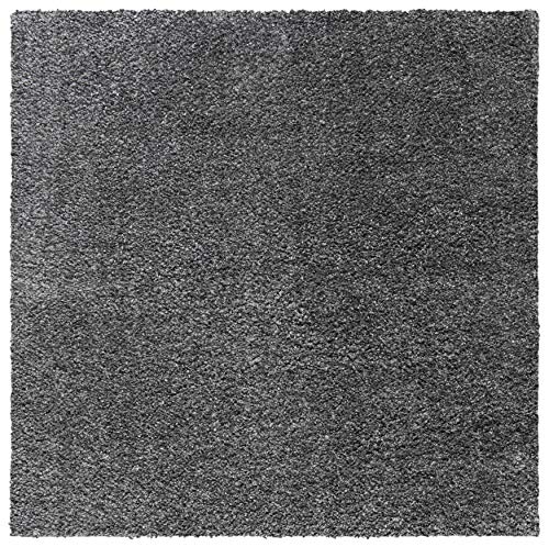SAFAVIEH August Shag Collection 4' Square Grey AUG900F Solid 1.2-inch Thick Area Rug