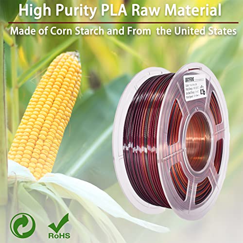 (2 Items) 1kg Silk Gold Shiny Red Black & 1kg Silk Gold Shiny Red PLA Filament, 3D Printer Filament, PLA Filament 1.75mm +/- 0.02mm