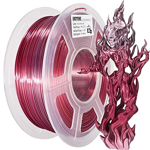 (2 Items) 1kg Silk Silver Shiny Red & 1kg Vintage Metal Rainbow PLA Filament, 3D Printer Filament, PLA Filament 1.75mm +/- 0.02mm