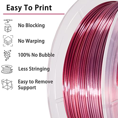 (2 Items) 1kg Silk Silver Shiny Red & 1kg Vintage Metal Rainbow PLA Filament, 3D Printer Filament, PLA Filament 1.75mm +/- 0.02mm