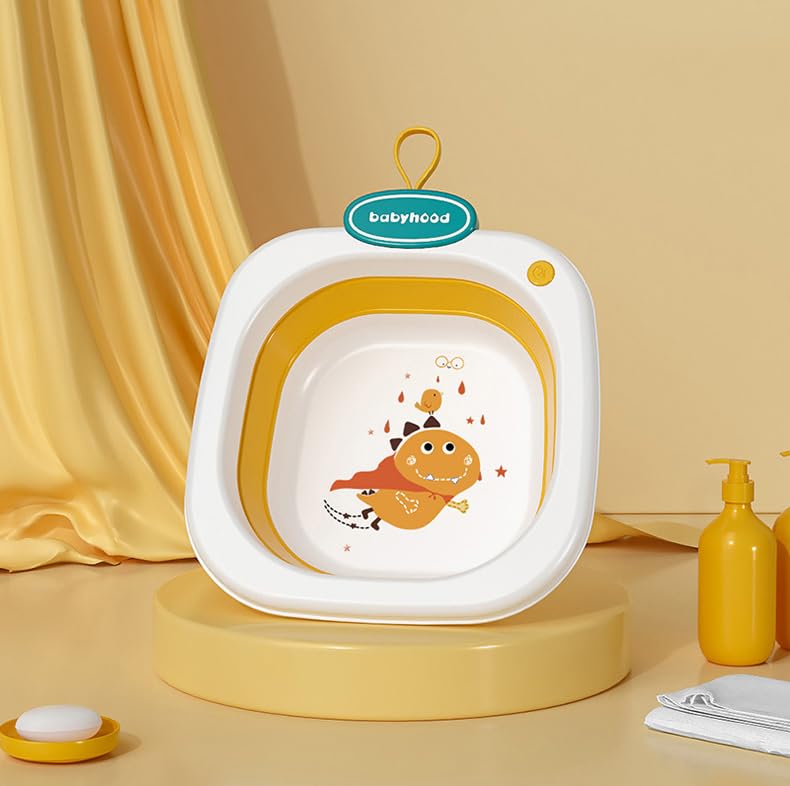 Babyhood Multi-Purpose Collapsible Wash Basin for Kids and Babies, Lightweight Portable Folding Basin for Washing Baby Bottles and Breast Pump Parts and Home Kitchen Outdoor Camping Use (Orange)