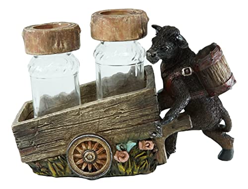 "Home Décor Accents" Spice Delivery Cattle Cow Pushing Wagon Cart Salt And Pepper Shakers Set - Home Accents 33-kl1-10163