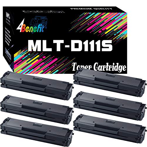 (6-Pack,Black) Compatible 111S 111L MLT-D111L MLT-D111S Toner Cartridge MLTD111S Used for Samsung Xpress Xpress SL-M2020 M2020W M2022 M2022W M2026 M2070FW M2070 Printer, by 4Benefit