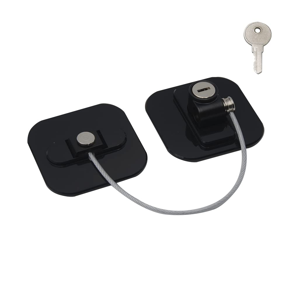 SAIRUIDIPU Refrigerator lock with key, Fridge Lock with Adhesive tape, Child safety lock for cabinets (Black, 1), 1 square (C4)