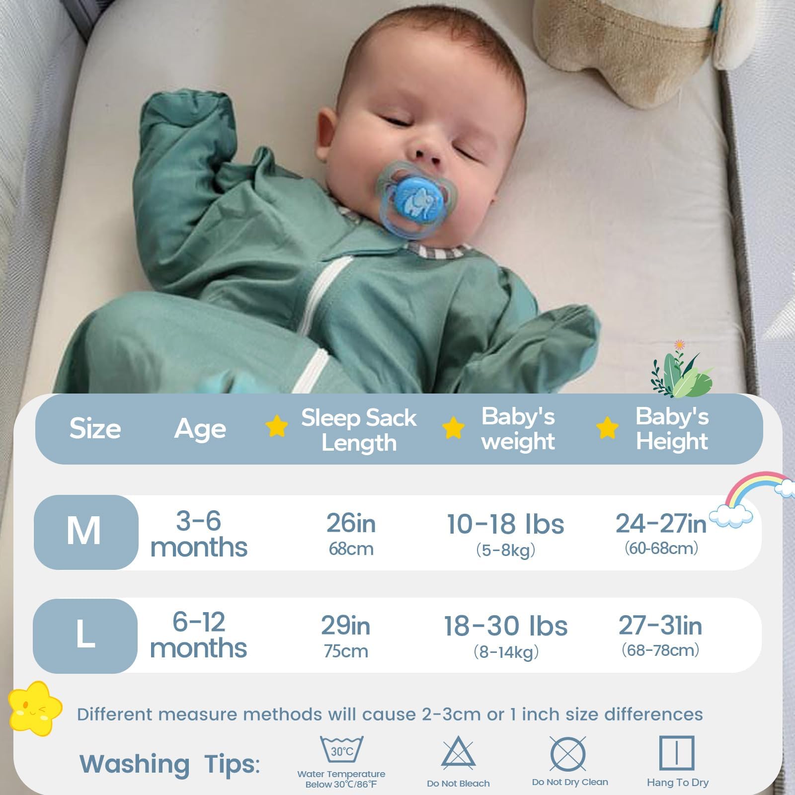 ZIGJOY Shark-Fin Transition Swaddle - 0.5 Tog Rayon Made from Bamboo Sleep Sack Transitional Swaddle Sack Baby Wearable Blanket with 2-Way Zipper, Mint Green, 3-6 Months