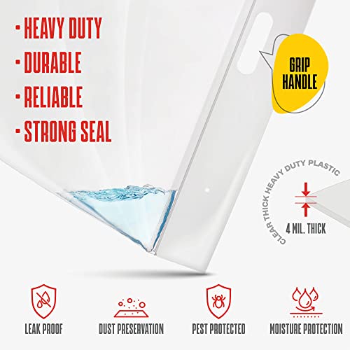 [ 10 COUNT ] Jumbo Zipper Top Storage Bags With Carry Handles - X-Large 8 Gallon Jumbo Size Clear Heavy Duty Super Thick 4 Mil. Plastic - For Moving, Traveling, Storage, Organization & Clothing