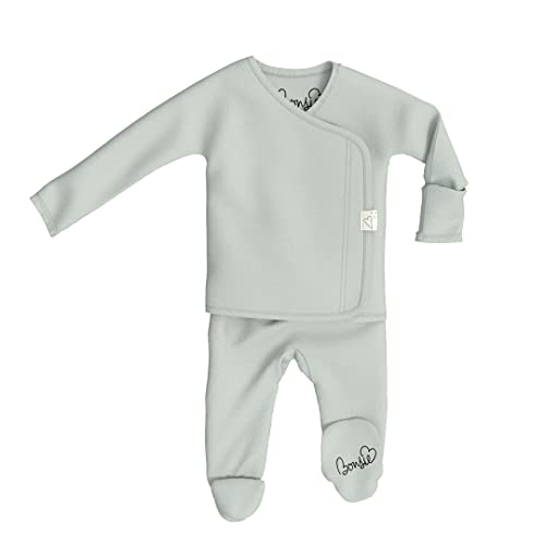 Bonsie Skin to Skin Babywear Footie - Green Baby Footed Bodysuit - Avocado (0-3 Months)