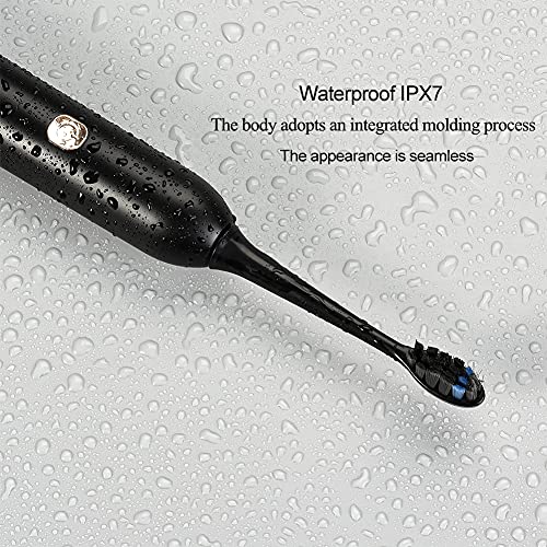 COOSKIN Sonic Electric Toothbrush Rechargeable 5 Modes with Build in 2 Mins Timer, 2 Soft Bristles Brush Heads, Clean Whitening 4 Hours Charge for 60 Days Use (Black)