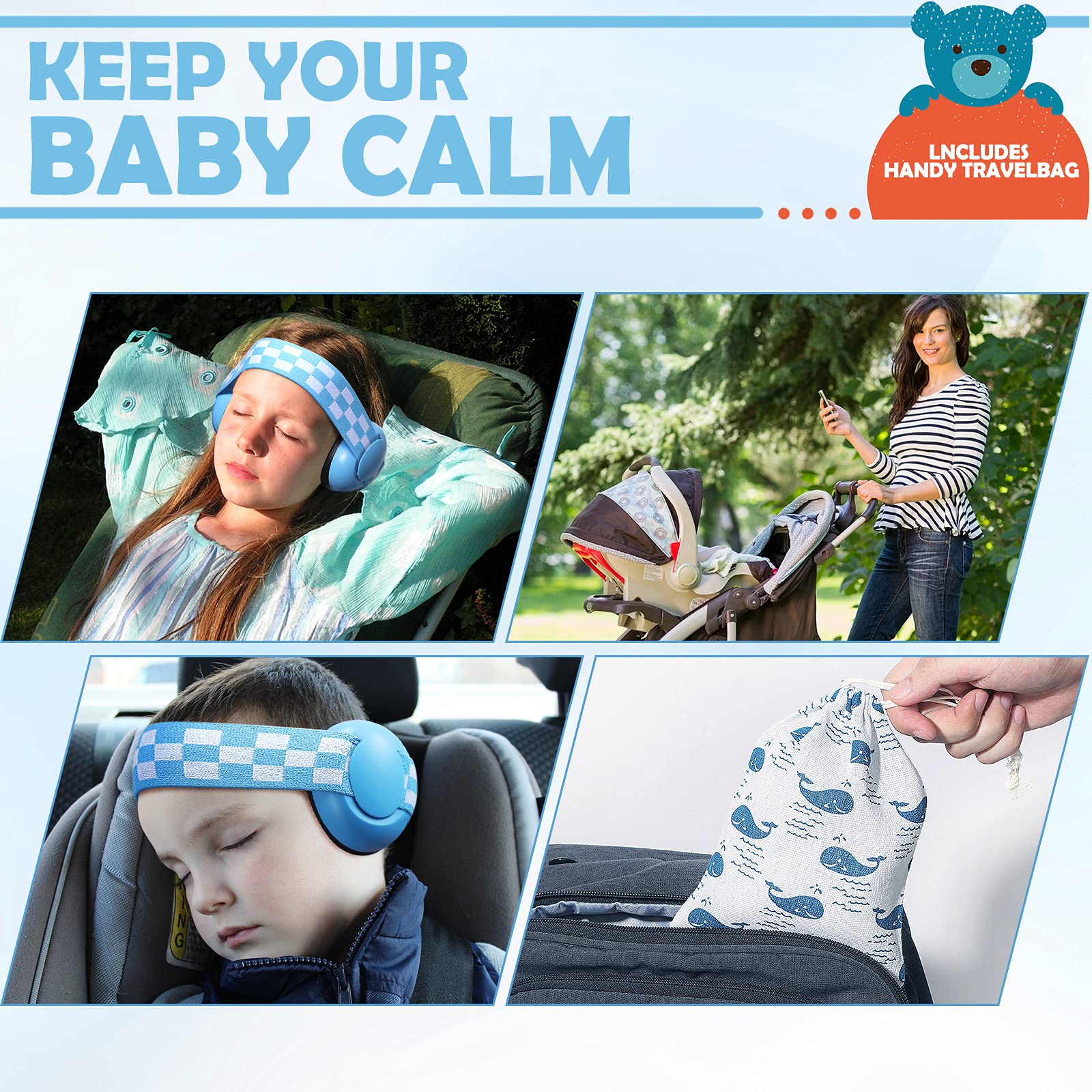 TOODOO Baby Ear Protection Noise Cancelling Ear Muffs Toddler Headphone with Adjustable Elastic Headband for Baby 3-36 Month