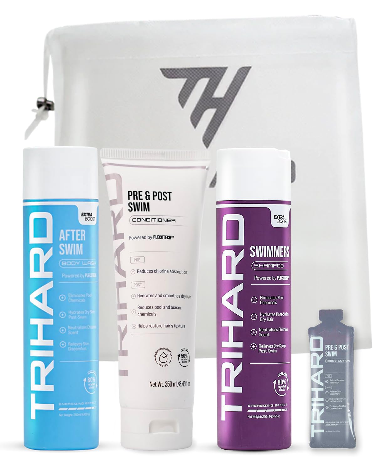 Complete Chlorine Removal Bundle By TRIHARD | Shampoo, Conditioner, Body Wash | Ultimate Pre & Post Swim Care