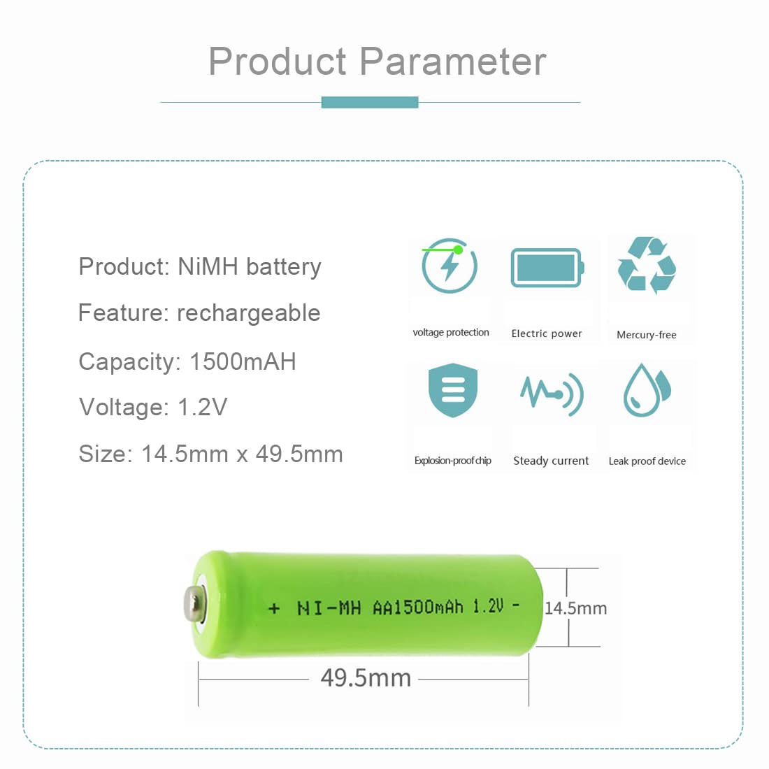 STEPMAX (3 Pack Ni-Mh AA 1500mAh 1.2v Rechargeable Battery for Solar Lights,Garden Light,Toys, Remote Control, Mouse