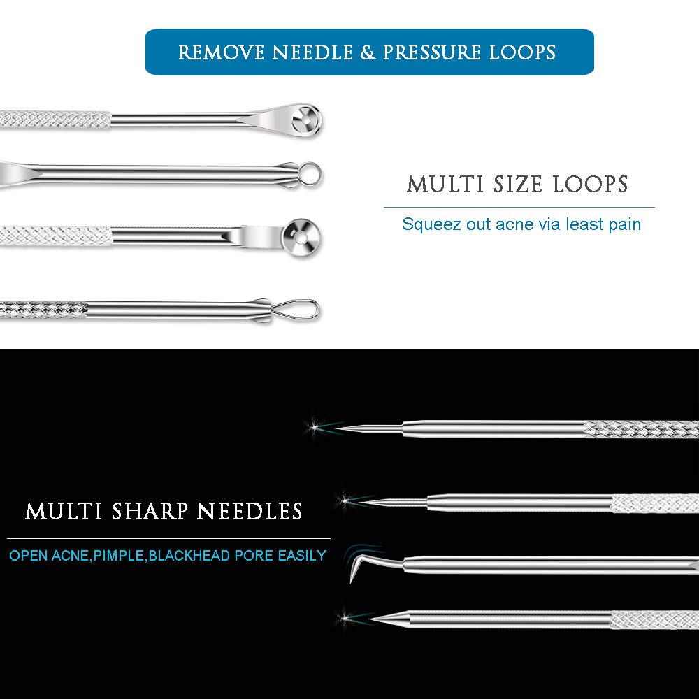 [Dual Ended] 7PCS Blackhead Remover, Comedone Pimple Extractor, Acne Whitehead Blemish Removal Kit, Professional Stainless Steel Clean Tool, for Face Nose Chin Cheek Forehead