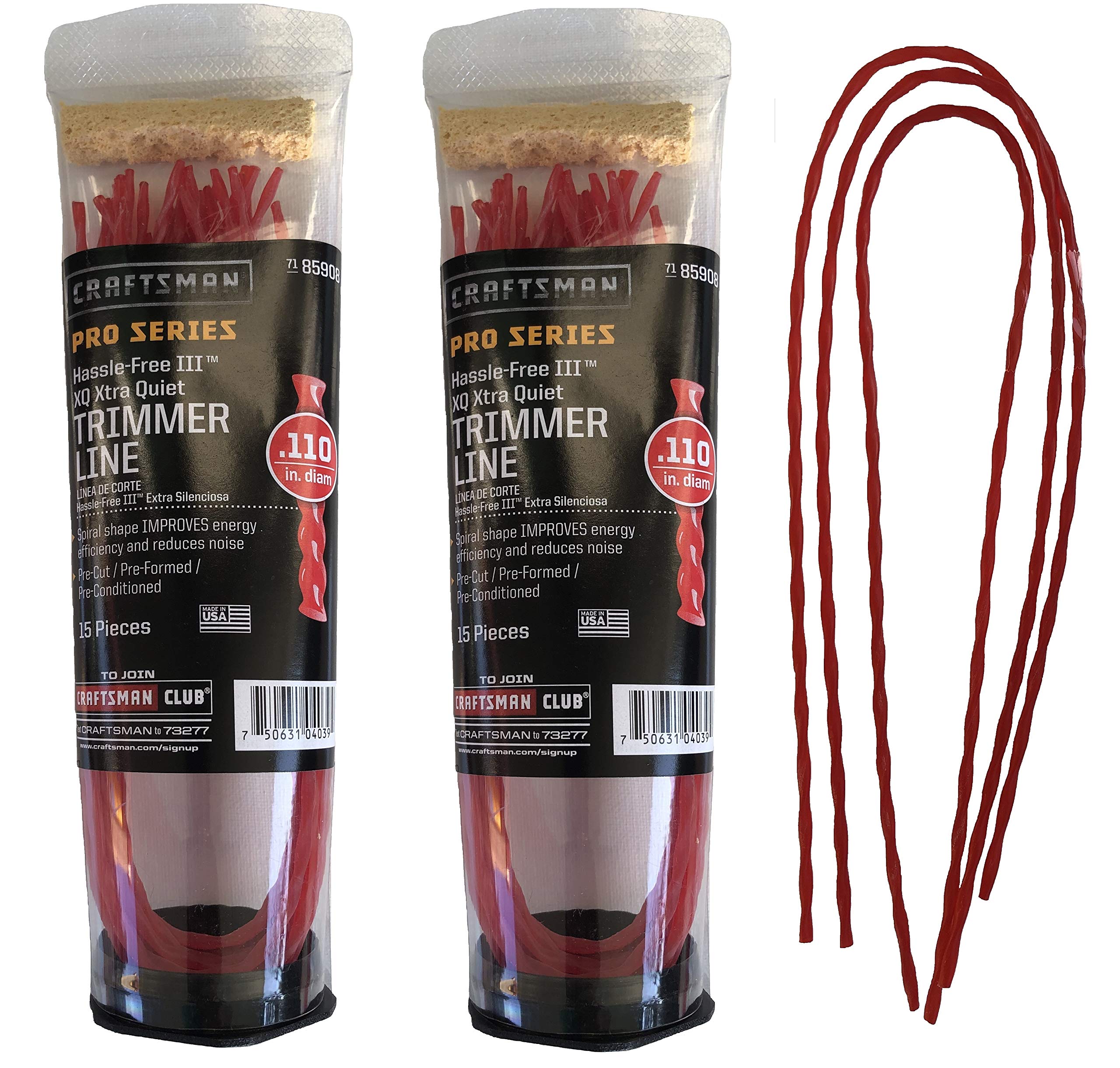 .11" Trimmer Line: Two Packs of (15) Craftsman 85908 + (3) EMV's Pre-Cut Spiral