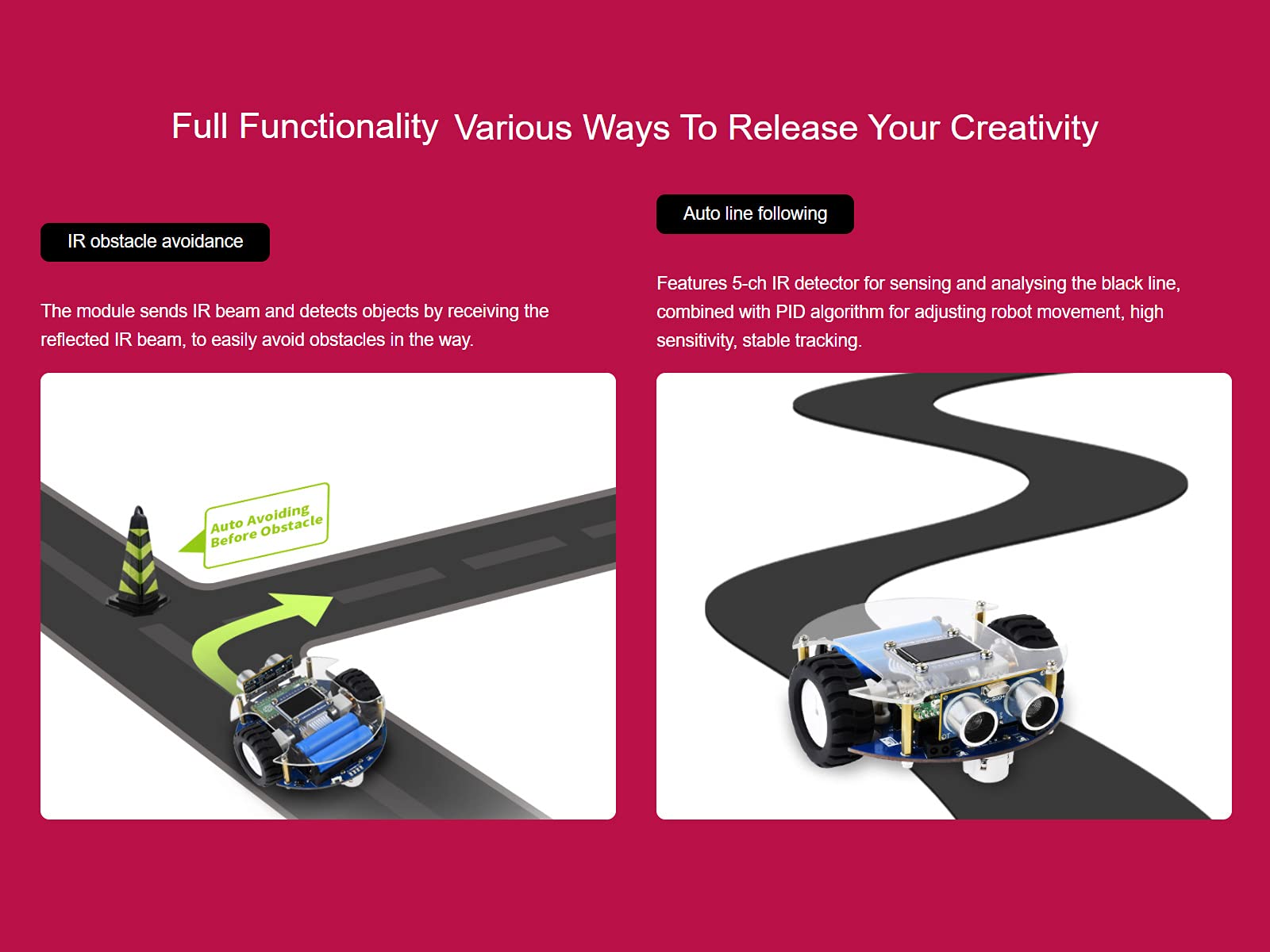 Waveshare PicoGo Mobile Robot - Raspberry Pi Pico Based, Self Driving, Remote Control, Unassembled