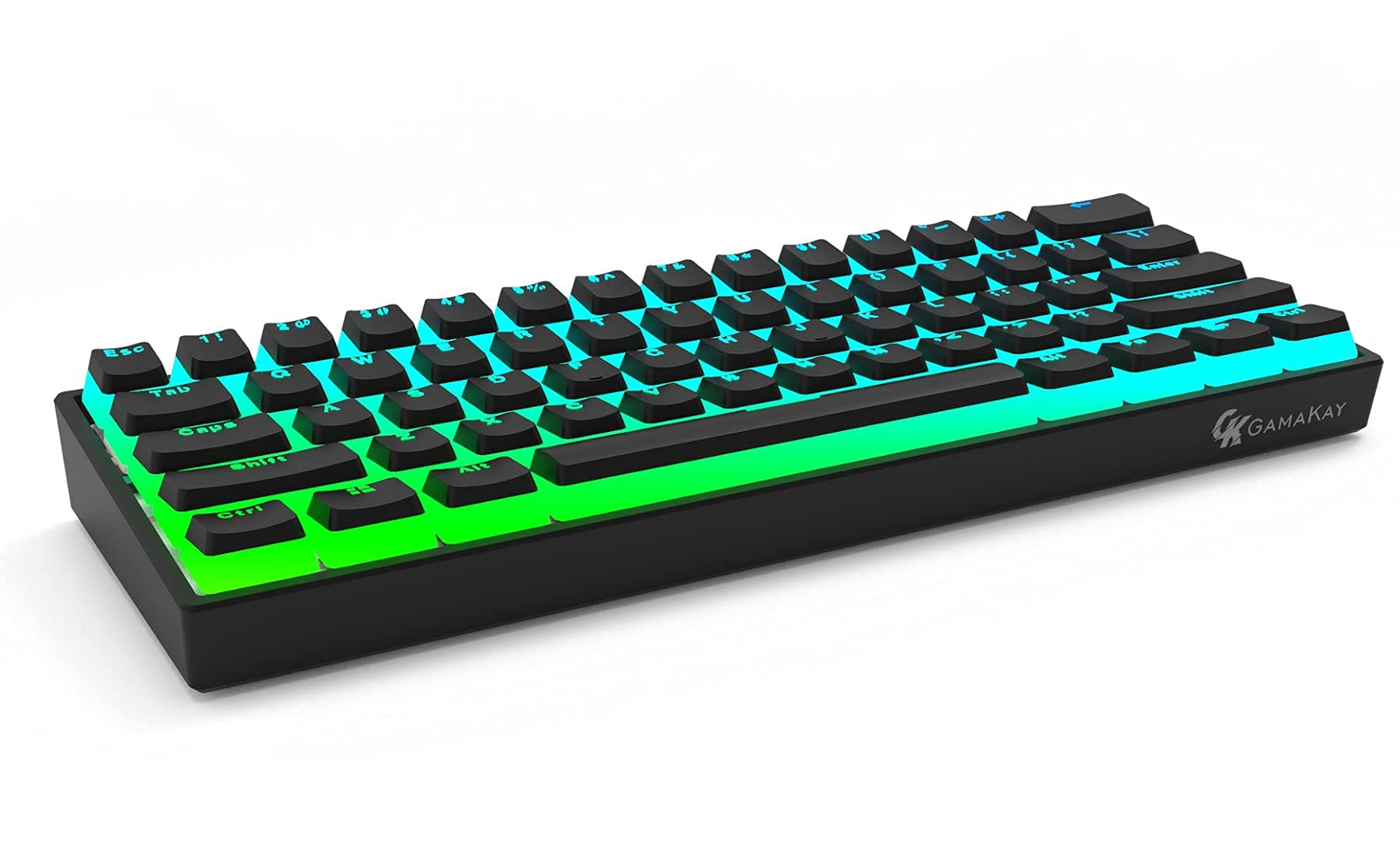 GK GAMAKAY MK61 RGB Pudding Keyboard, 61 Keys Gateron Optical Switch PBT Pudding Keycaps, Hot Swap Backlit Ultra-Compact Wired Gaming Keyboard for Windows Mac PC Gamers (Yellow Switch V2, Black)
