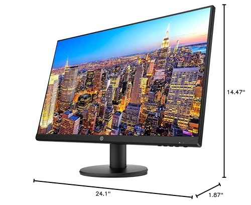 HP P27v G4 27 Inch IPS LED Backlit Monitor 2-Pack Bundle with FHD 1920 x 1080, Blue Light Filter, HDMI, VGA