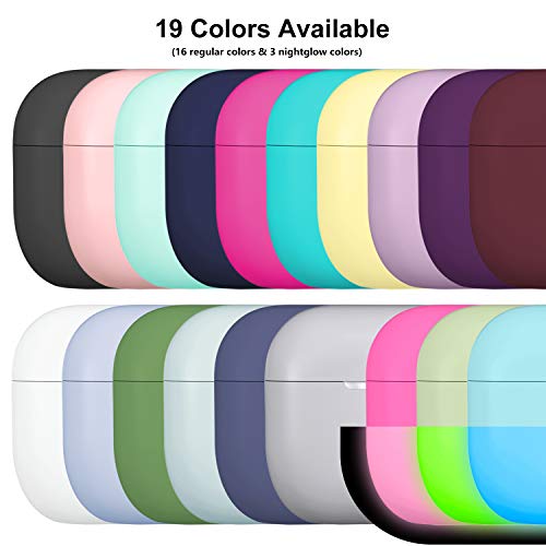 [2 Pack] SNBLK Designed for Airpods Pro Case Cover Silicone Protective Charging Case Skin with Keychain Compatible for Apple Airpods Pro 2019, (Front LED Visible) Pink/Mint Green