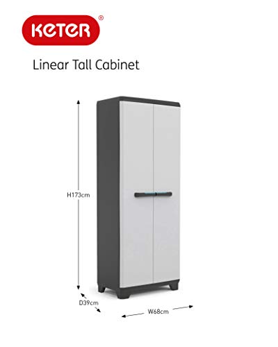 'Kis Plastic Cupboard Linear High, Light Grey/Black, 9724000 0616 02