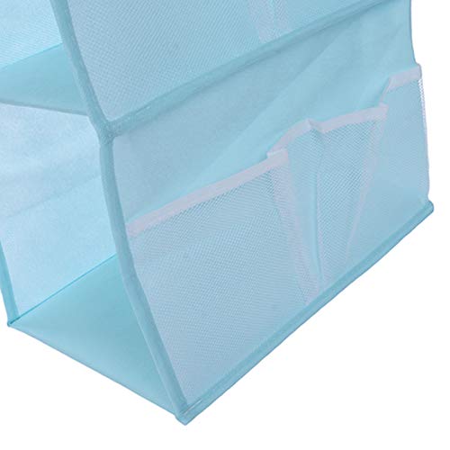 2-3-4 Shelf Hanging Closet Organizer,Foldable Closet Hanging Shelves,Cloth Hanging Organizer with Side Pockets,Pink Blue Grey (Blue/2 Shelf, 2 Shelf)