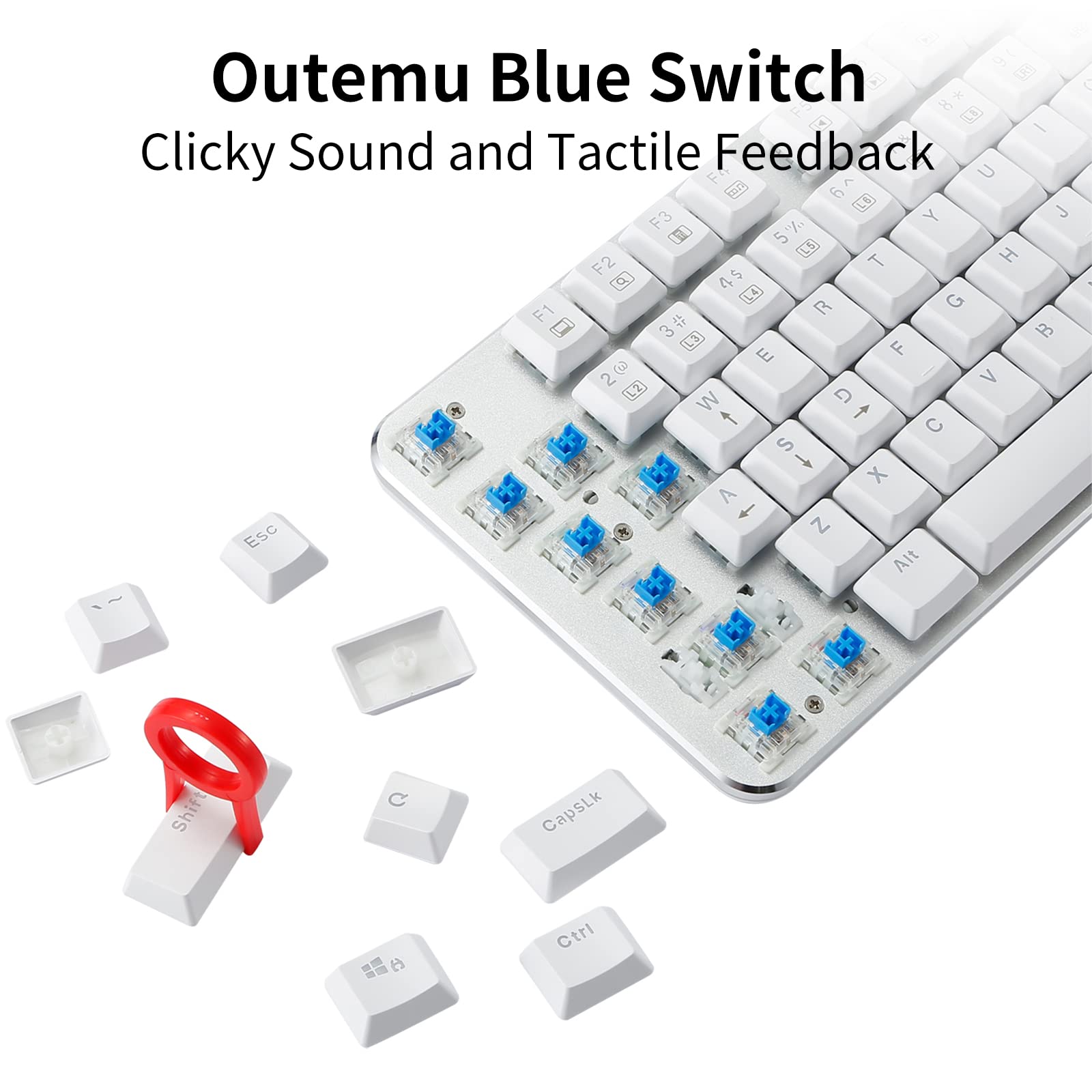 chuangquan Z-66 Mechanical Keyboard, Blue Switches, Wired Gaming Keyboard, Rainbow LED Backlit, USB Type-C Cable, Compact 87Keys, for Windows PC Laprop Mac