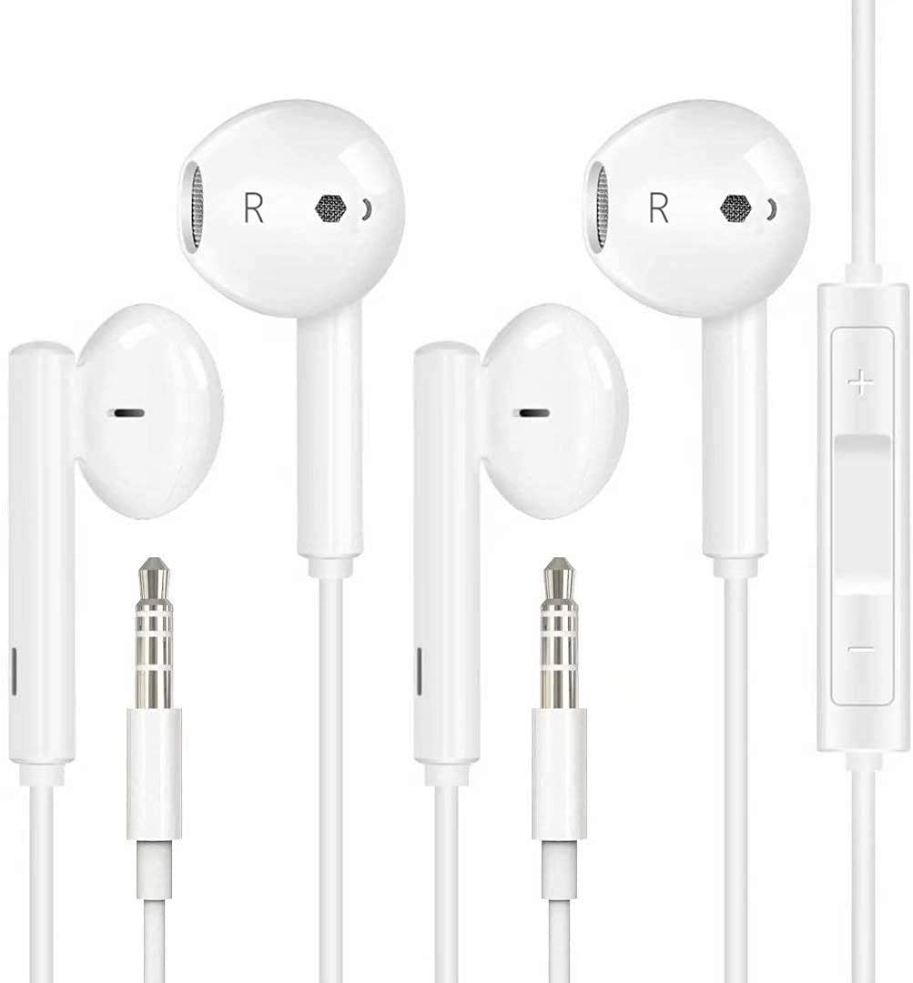 【2pack】 for iPhone Earphones with 3.5 mm Headphone Plug for Mic Call + Volume Control Earbuds in-Ear Headphone Headset Compatible with iPhone 6s / 6plus / 6 / 5s, Android, PC