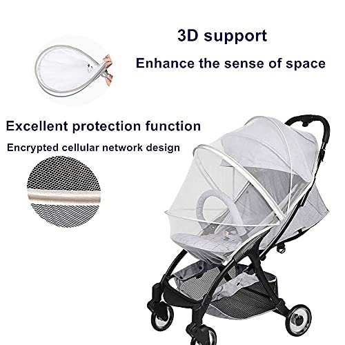 Mosquito Netting for Stroller, Encrypted Stroller Mosquito Net Full Cover, Stretchable Netting Breathable Folding Dual-Use Zipper Mesh Mosquito Net for Baby Car seat Cover (Black), XLXQ012