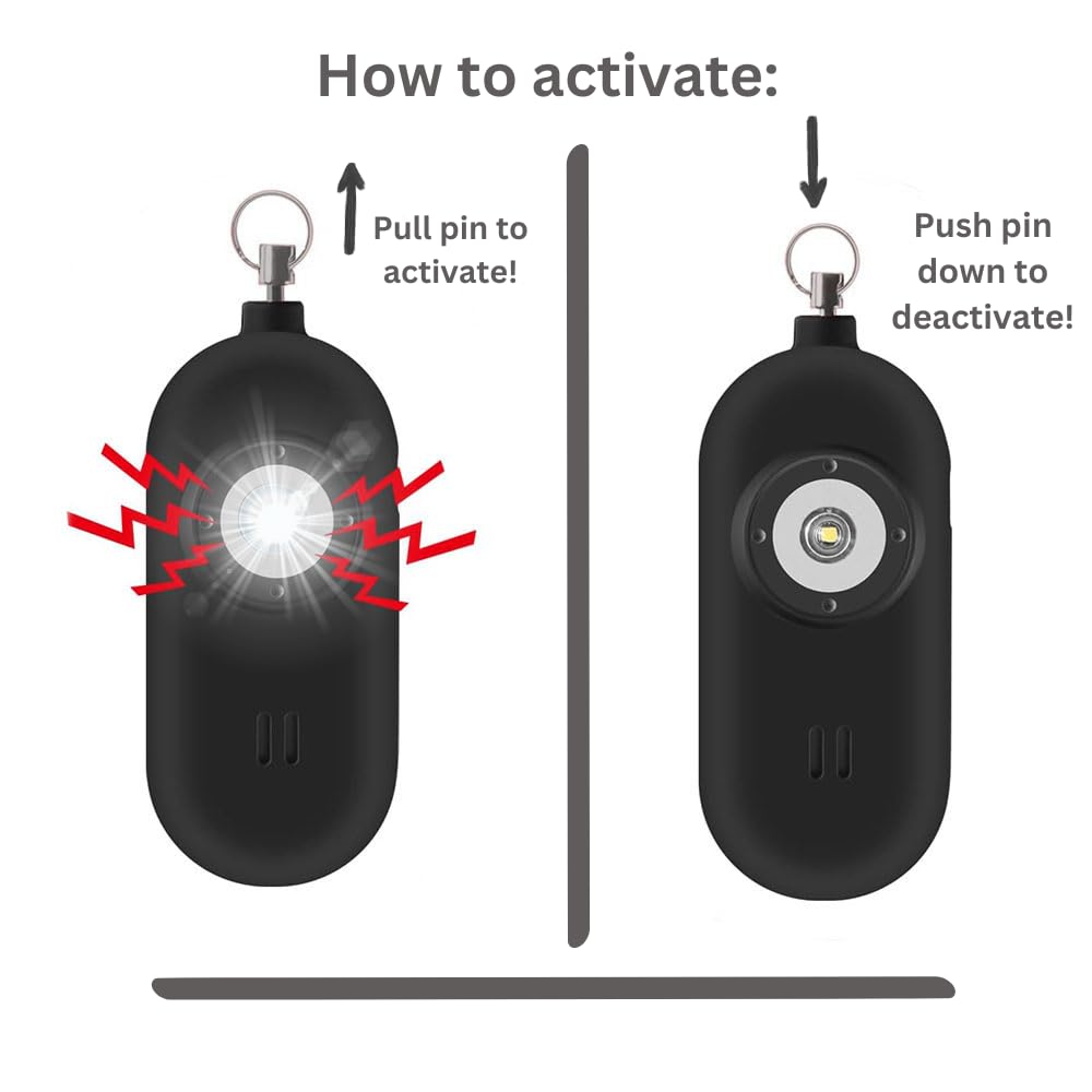 Spartan Defense Rechargeable Personal Safety Alarm for Women. 130dB Siren. Ear-Piercingly Loud w/ Flashing LED Strobe Light Siren Keychain