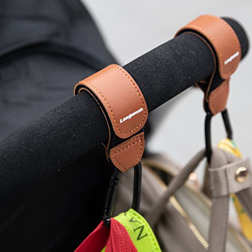 (4-Pack)Baby Stroller Hooks Clip or Hanging Diaper Bag Universal Hooks Accessories for Stroller and Car or Shopping Cart (Black and Brown)