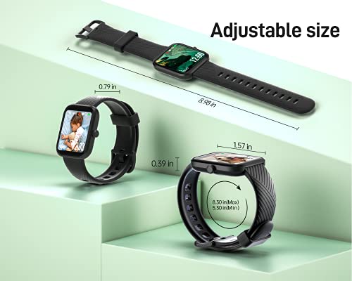 Smart Watch for iPhone Compatible Android Samsung, Fitness Tracker with Heart Rate Sleep Blood Oxygen Monitor Step Counter, IP68 Waterproof for Men Women Touch Screen Black