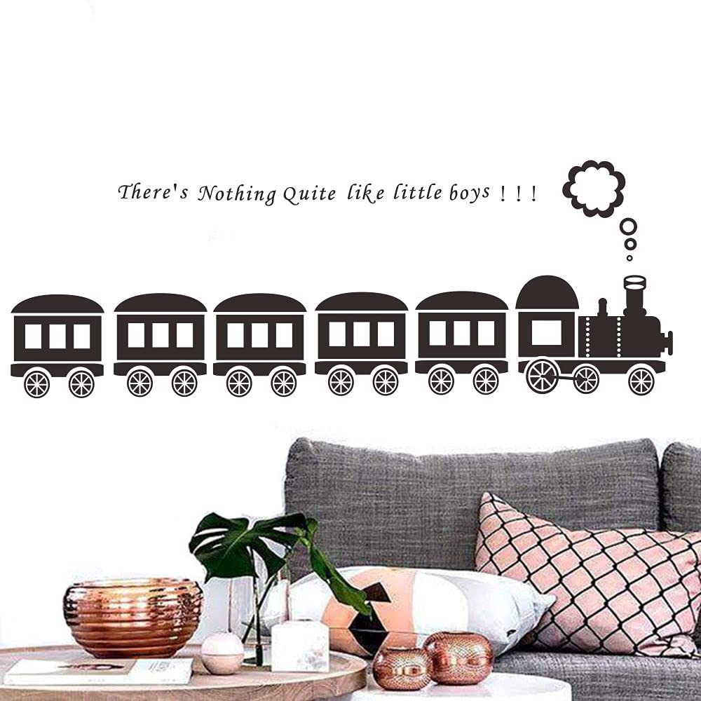 ANFRJJI Train Wall Decal and High-Speed Rail Wall Sticker with Removable PVC - Perfect for Decorating Kids' Rooms, Nurseries, and Student Dorms JWH142 (Black)