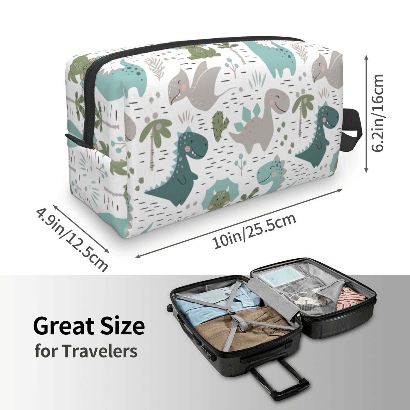 koikvs Cute Travel Toiletry Bag Makeup Cosmetic Bag Pouch Large Accessories for boy Gifts Waterproof Zipper (Dinosaur)