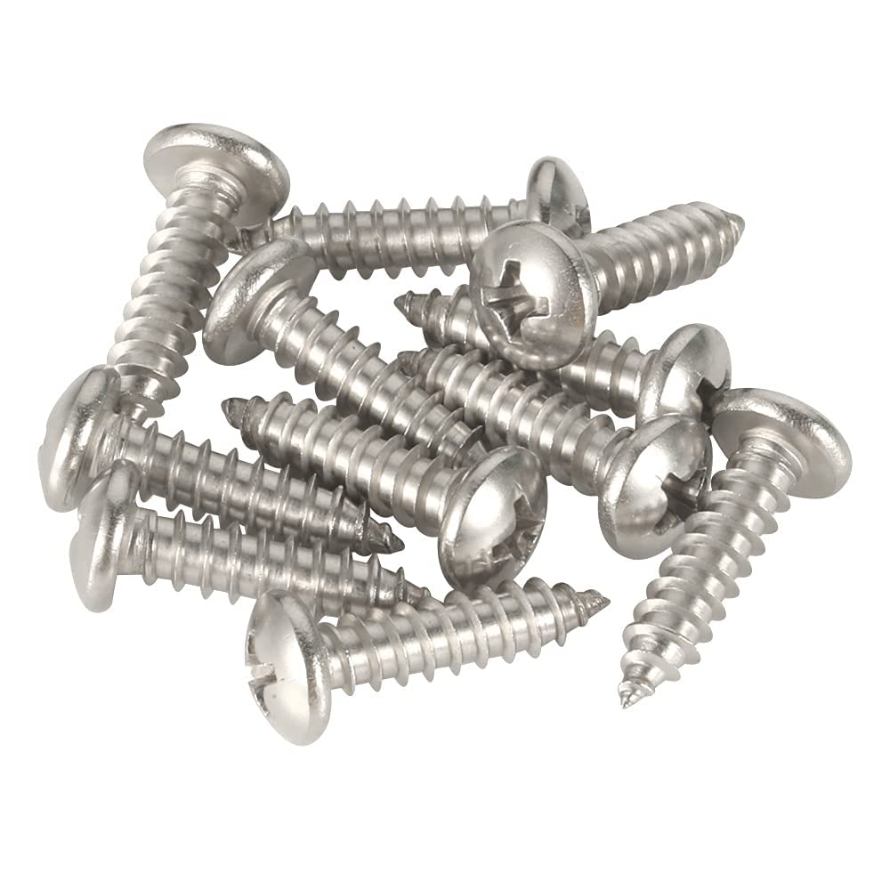 #4 x 1 Pan Head Wood Screw Self Tapping Screws, 304 Stainless Steel 18-8, Bright Finish, Pack of 100