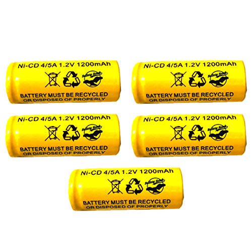 (5 Pack) Lithonia ELB-1210N ELB1201 ELB1210n ELB1201n 1.2v 1200MAH NiCad Battery Exit Sign Emergency Light ELB-1201N ELB 1210 ELB 1201 ELB1210 ASC0086 KR-1500AUL KR1100AE KR-1200AUL Nickel Cadmium
