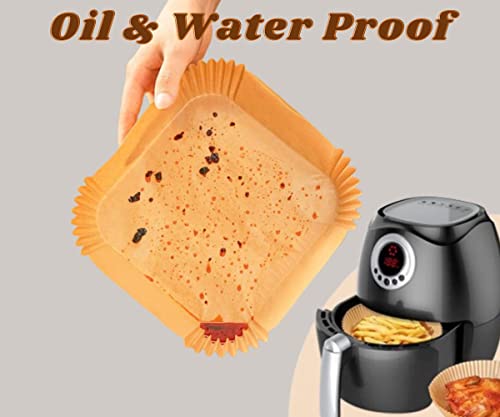 (100 pcs) Air Fryer Liners 7.9 Inches Square, Disposable Parchment Paper Liners| Compatible with Cosori, Chefman, Ninja, etc.| Easy Cleanup| AirFryer Liner Baskets| Essential Air Fryer Accessories